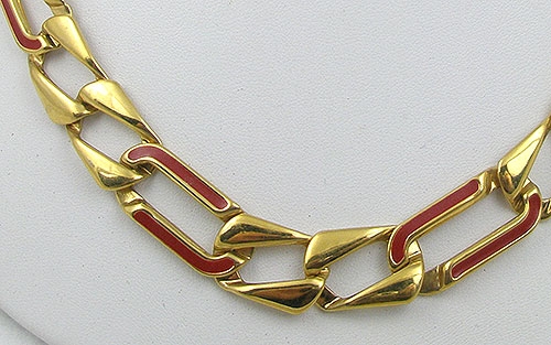 Monet Red Enameled Gold Chain Necklace - Garden Party Collection ...