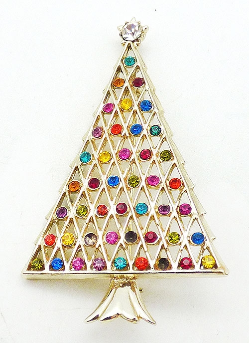 Vintage Rhinestone Christmas Tree Brooch - Garden Party Collection ...