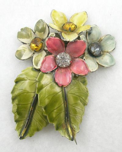 Sandor Enameled Flowers Brooch - Garden Party Collection Vintage Jewelry