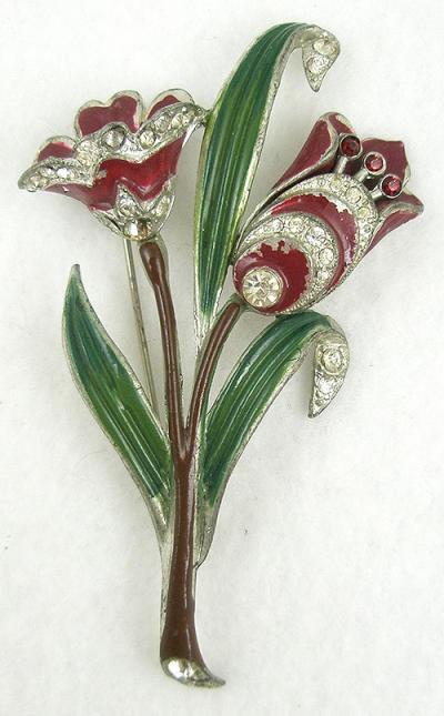 1930's Enameled Pot Metal Floral Brooch - Garden Party Collection ...